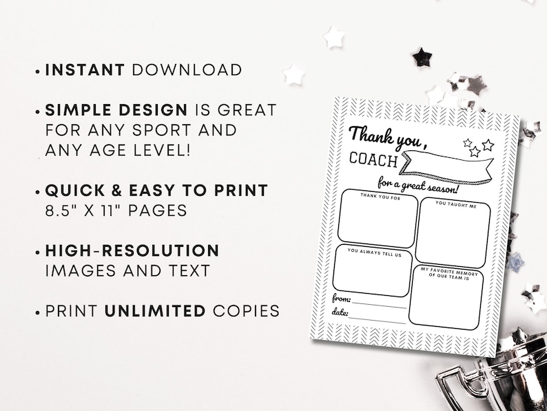 Coach Appreciation Thank You Printable Thanks Coach Note Card Instant ...