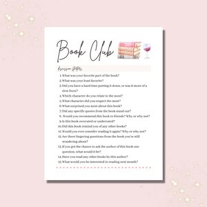 Book Club Printable Bundle,book Review Questions,discussion Starters ...
