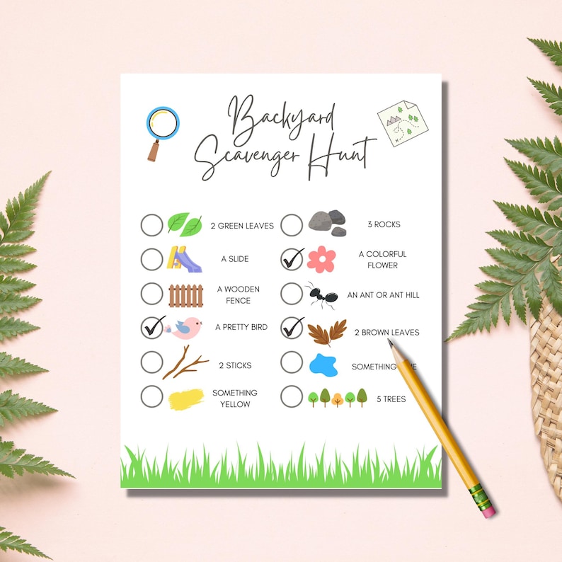 Backyard Scavenger Hunt Game | Kids Summer Printable | Outdoor Treasure ...