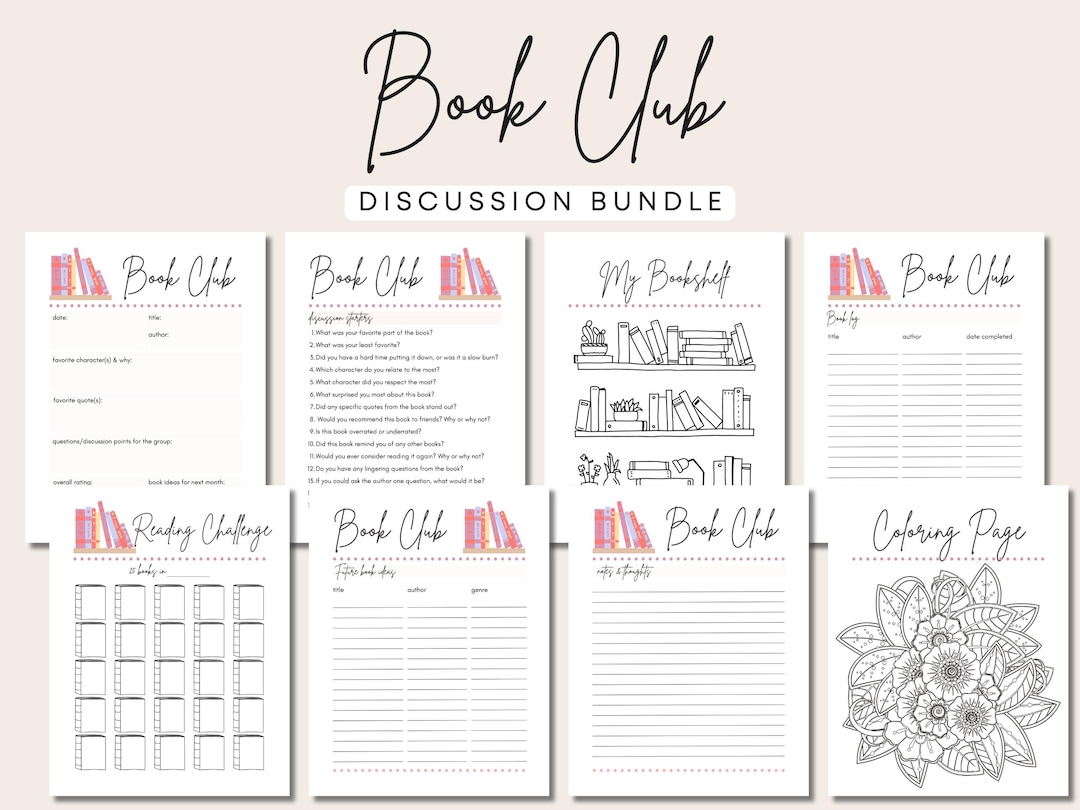 Printable Book Club Kit, Bookclub Guide Questions, Book Club Topics ...