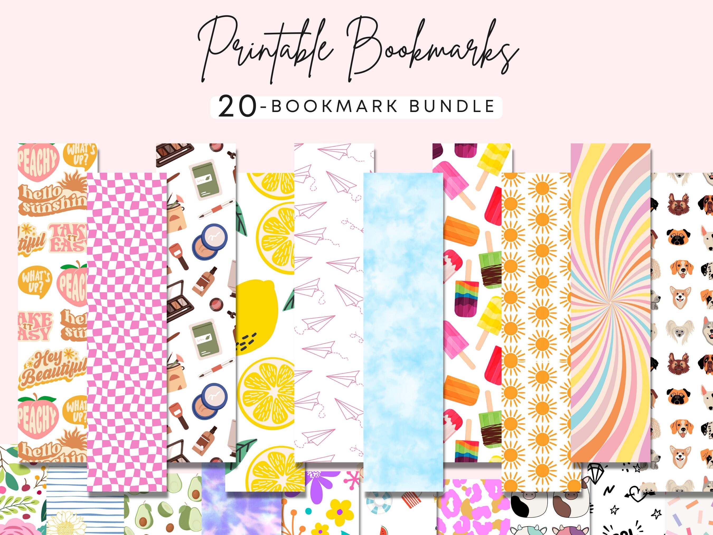 Printable Bookmark Bundle Print Book Mark Teen Teenage Girl Reading ...