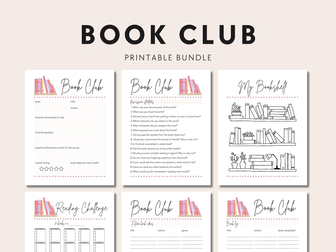 Printable Guides for Book Club | Bookclub Bundle | Book Discussion ...
