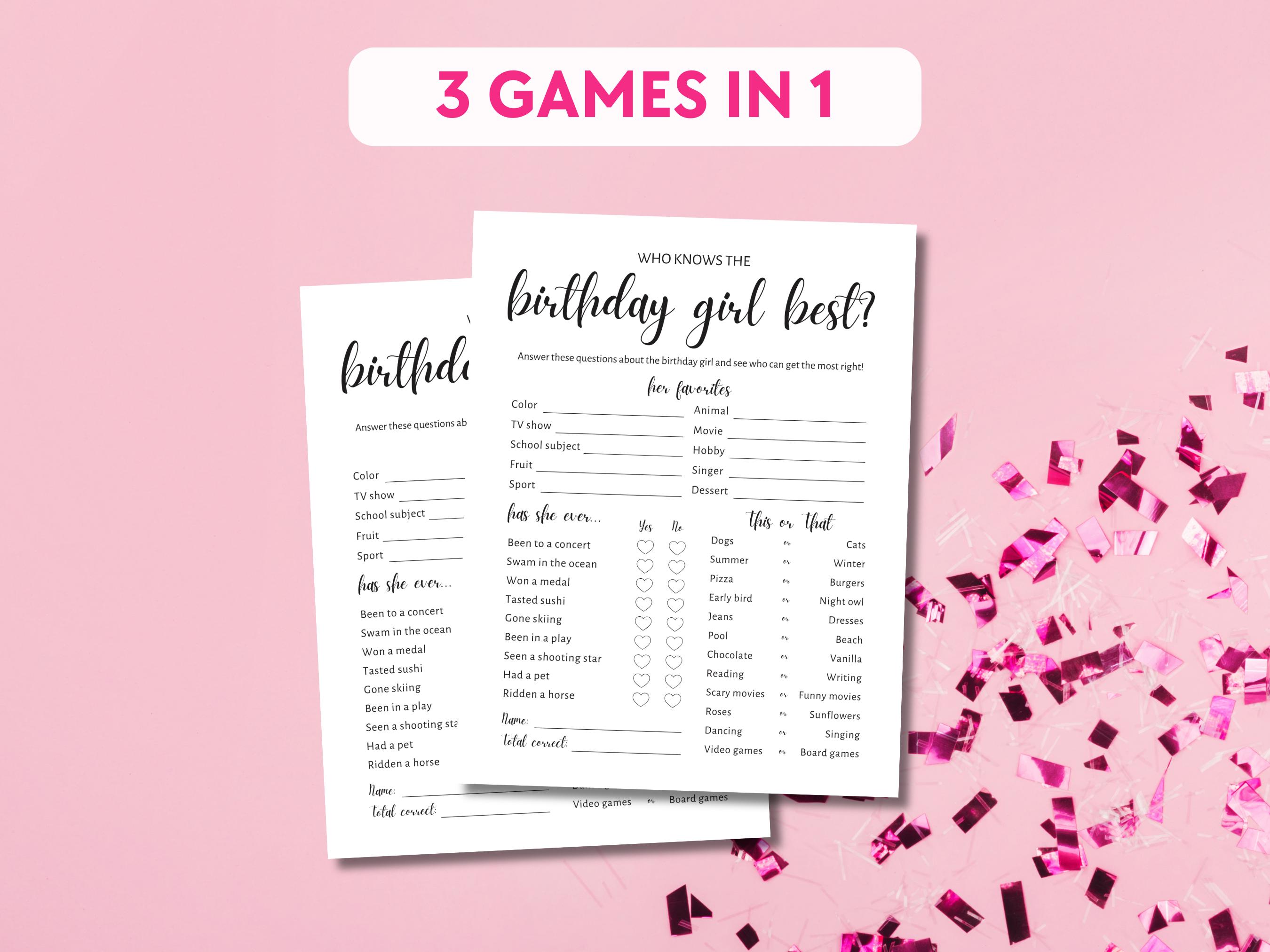 Birthday Girl Game | Who Knows the Bday Girl Best Printable Trivia Game ...