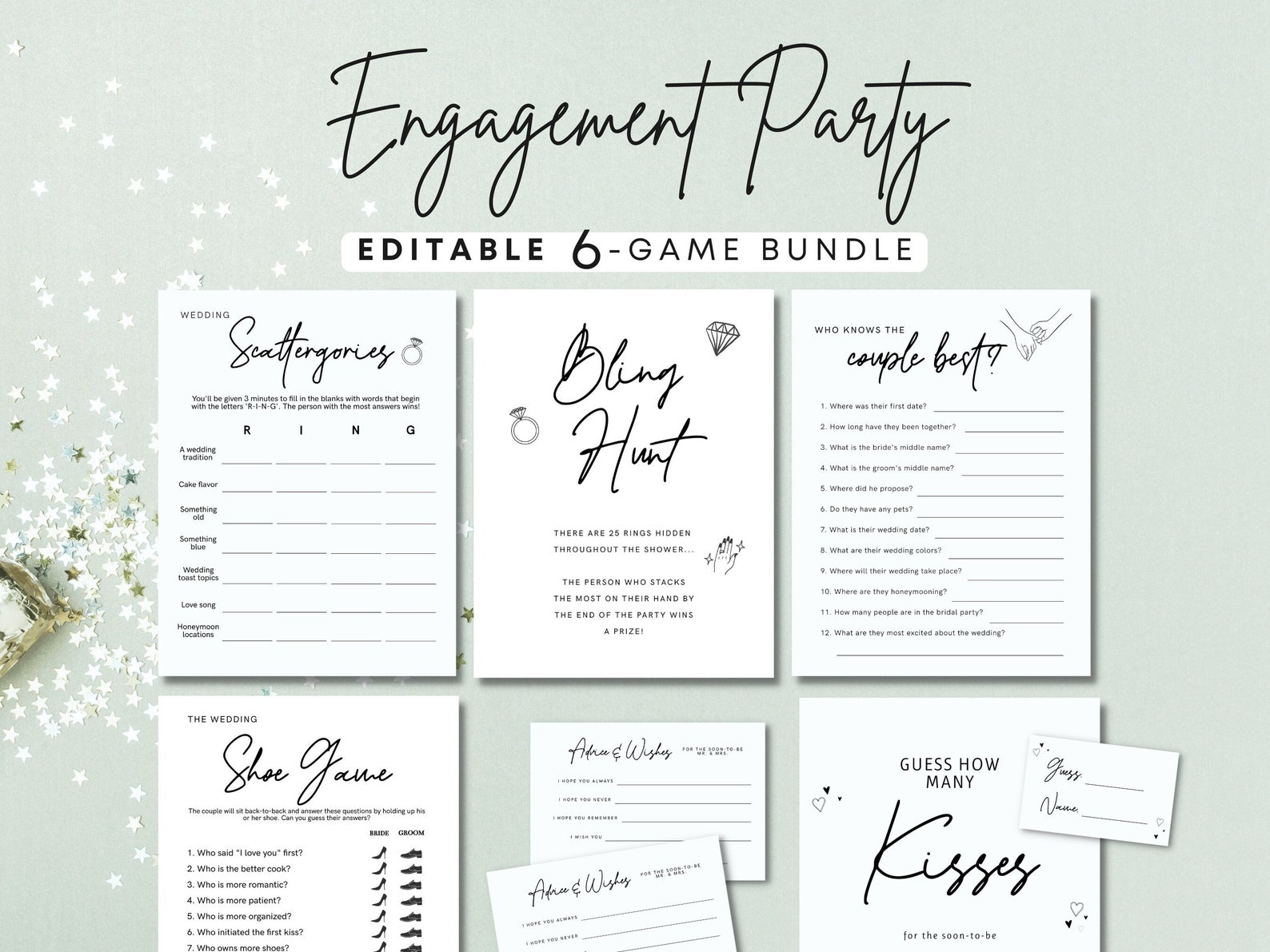 Editable Engagement Party Games Printable Bundle Idea Engaged - Etsy