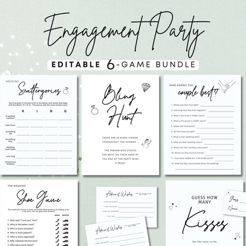 Editable Engagement Party Games Printable Bundle Idea Engaged - Etsy