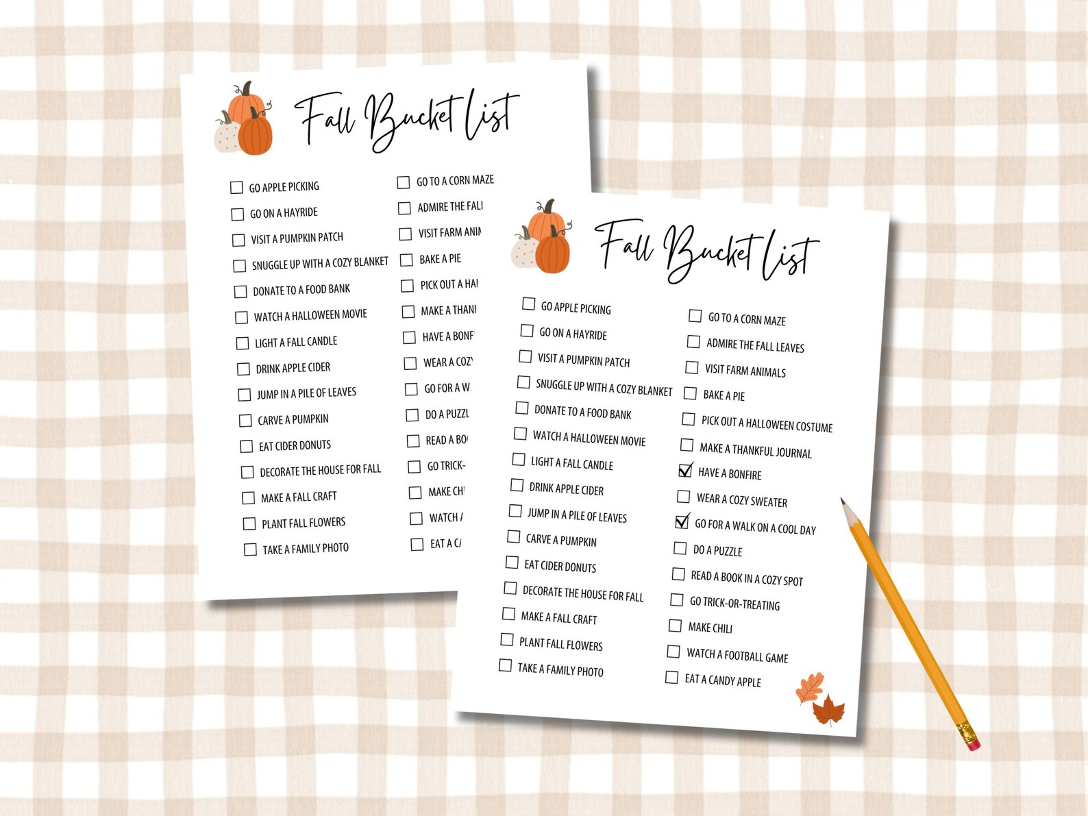 Fall Bucket List Printable | Family Fun Check List | Autumn Activities ...