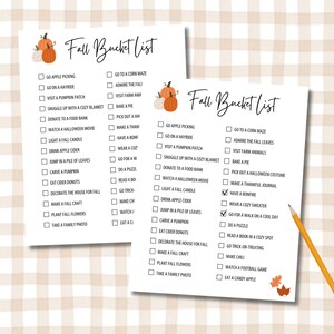 Fall Bucket List Printable | Family Fun Check List | Autumn Activities ...
