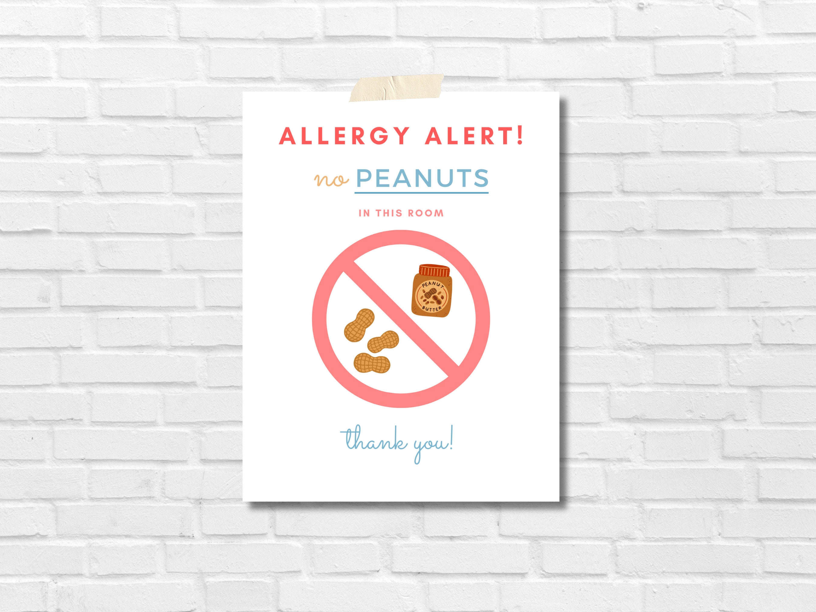 Printable Peanut Allergy Sign | Classroom Allergy Alert | Daycare ...