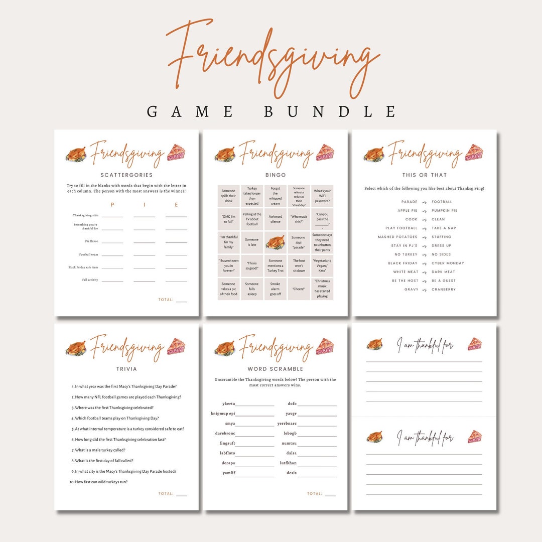 Friendsgiving Game Bundle,i Am Thankful For,thanksgiving Bingo ...
