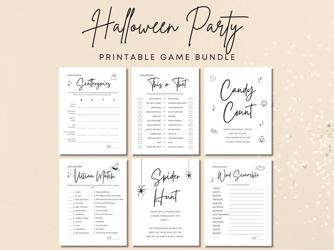 Printable Halloween Party Game Bundle: Spooky Fun (digital Download) - Etsy
