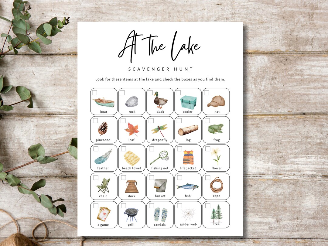 Lake Scavenger Hunt: Summer Nature Treasure Hunt Activity (PDF) - Etsy