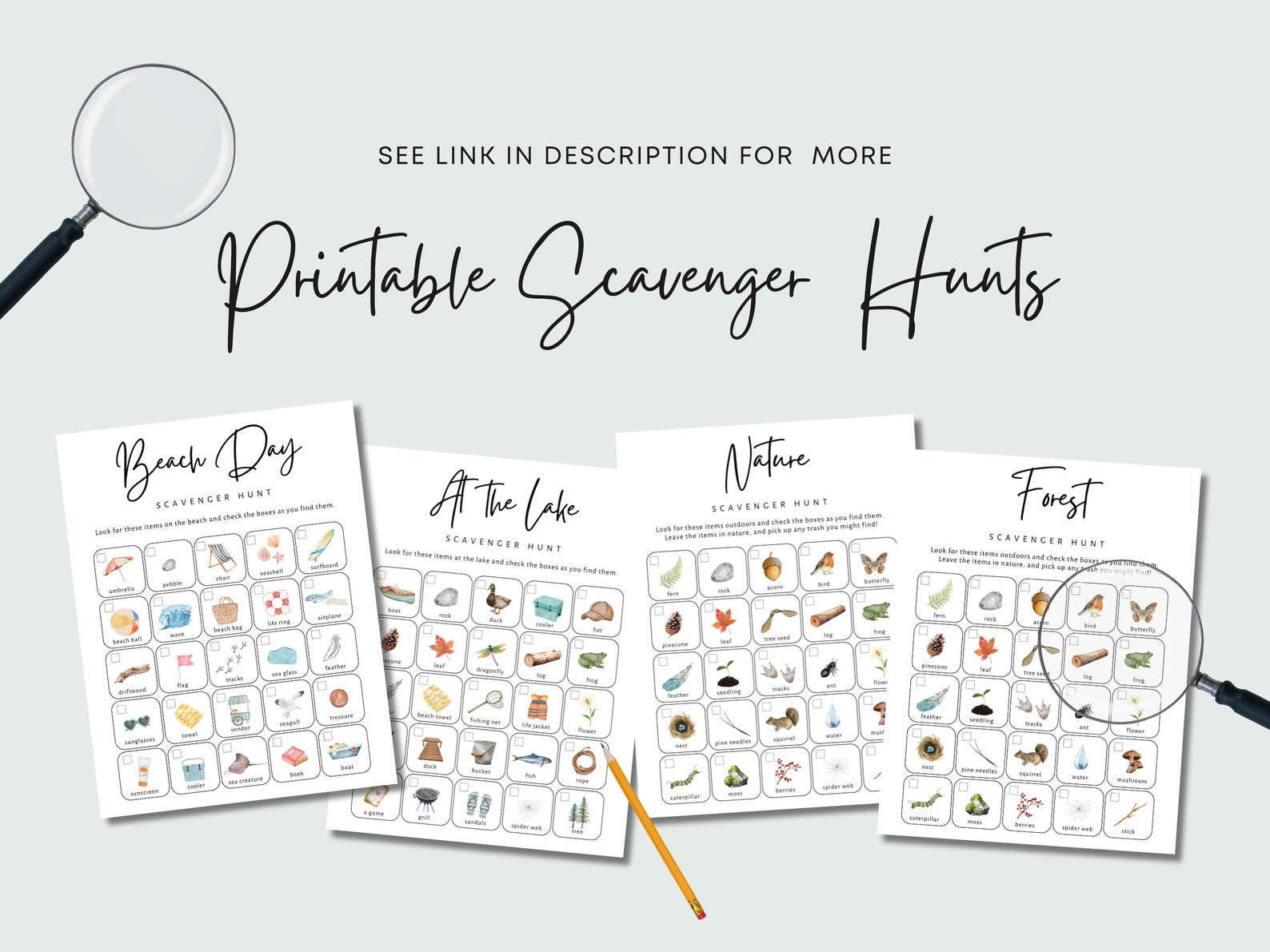 Backyard Scavenger Hunt Game | Kids Summer Printable | Outdoor Treasure ...