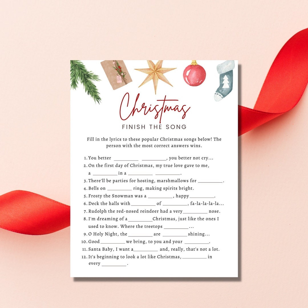Christmas Finish the Song Game, Instant Download, Printable Christmas ...