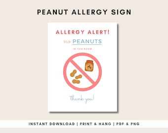 Printable Allergy Alert Sign | Classroom Allergy Warning | School ...