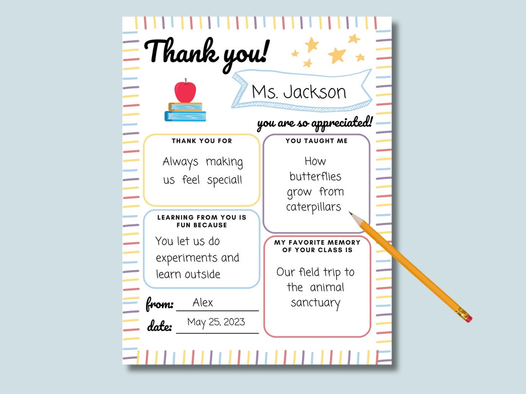 Teacher Appreciation Printable | Thank You Note | Card | Teacher ...