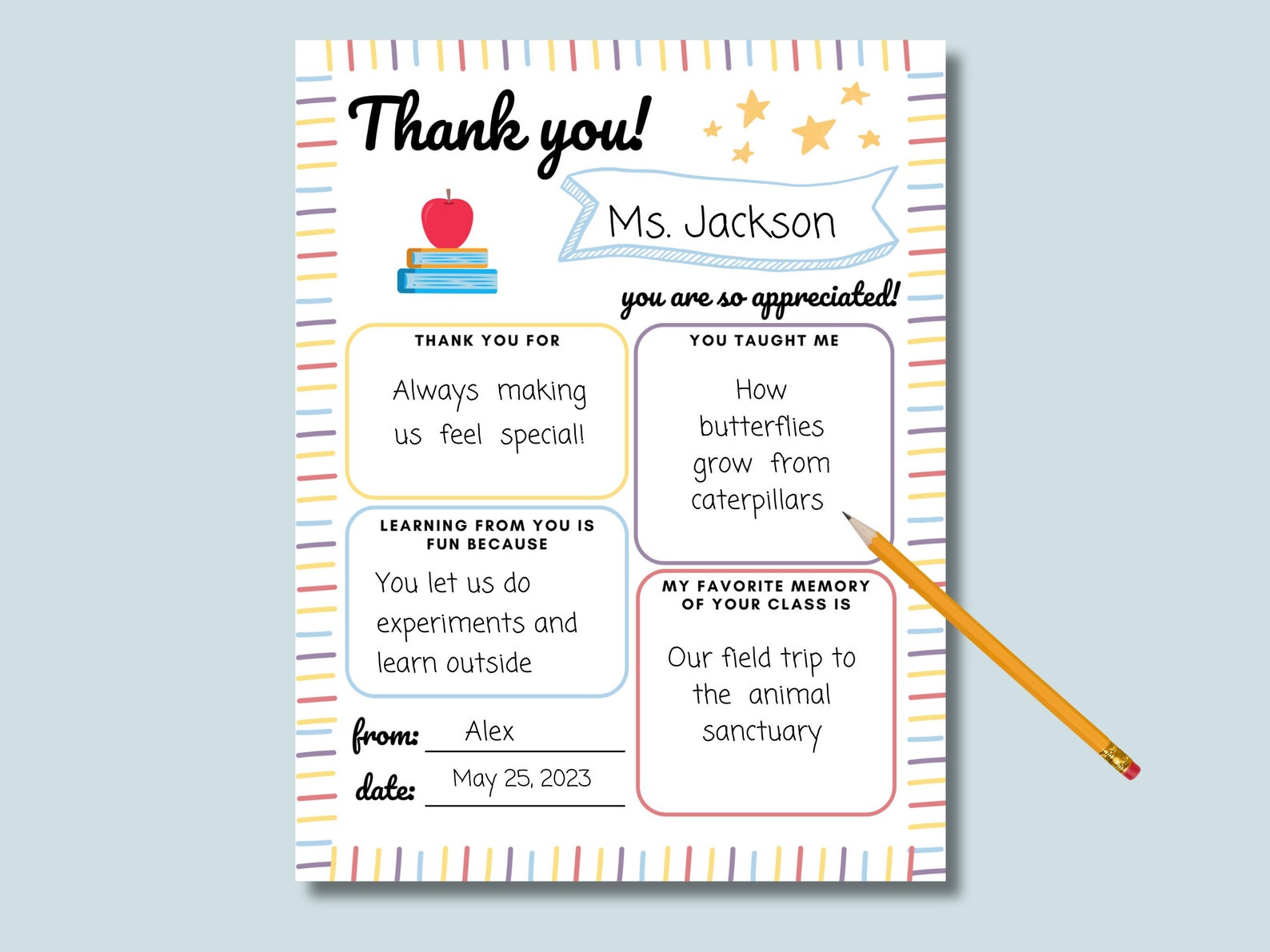 Teacher Appreciation Printable Thank You Note Card Teacher Appreciation ...