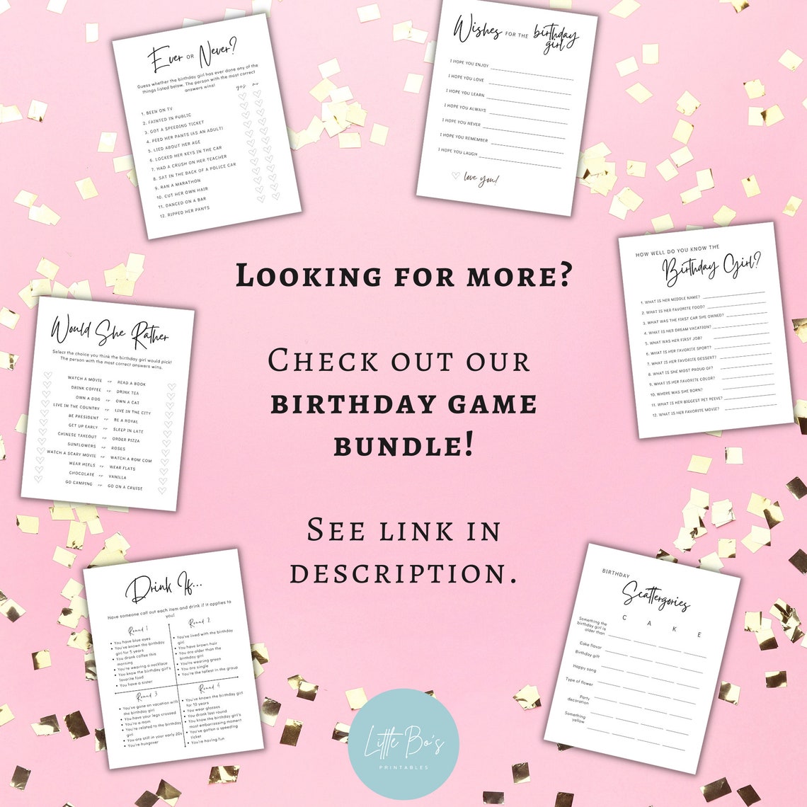 Birthday Games for Her Girl Printable Party Adult Wishes 30th - Etsy