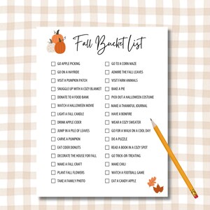 Fall Bucket List Printable | Family Fun Check List | Autumn Activities ...