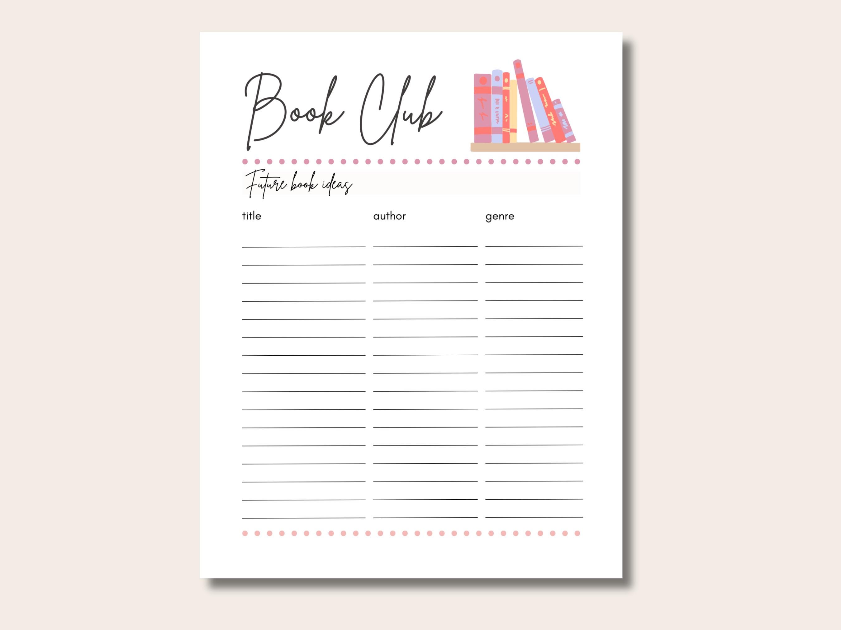 Printable Book Club Kit, Bookclub Guide Questions, Book Club Topics ...