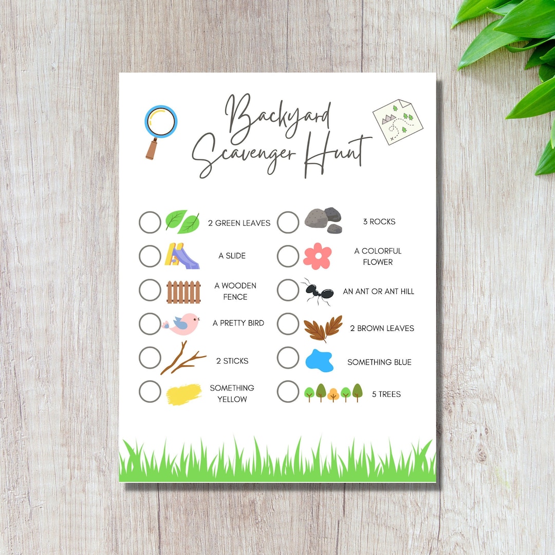 Backyard Scavenger Hunt Game | Kids Summer Printable | Outdoor Treasure ...