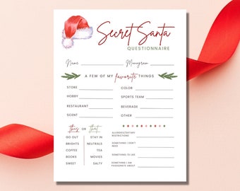 Secret Santa Questionnaire Aesthetic - Etsy