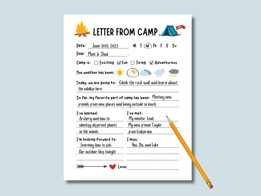 Printable Letter From Camp: Fill-in Stationery (PDF Download) - Etsy