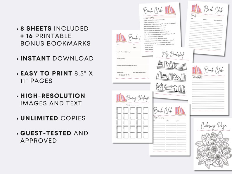 Book Club Discussion Bundle Printable Book Review Questions Journal ...
