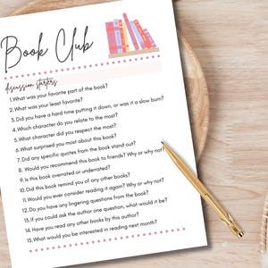 Book Club Discussion Bundle | Printable Book Review Questions | Journal ...