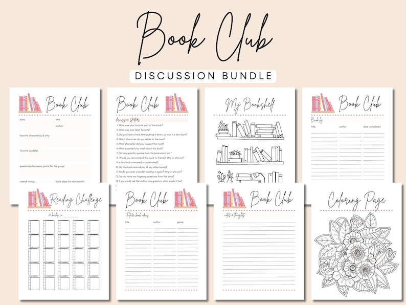 Book Club Discussion Bundle Printable Book Review Questions Journal ...