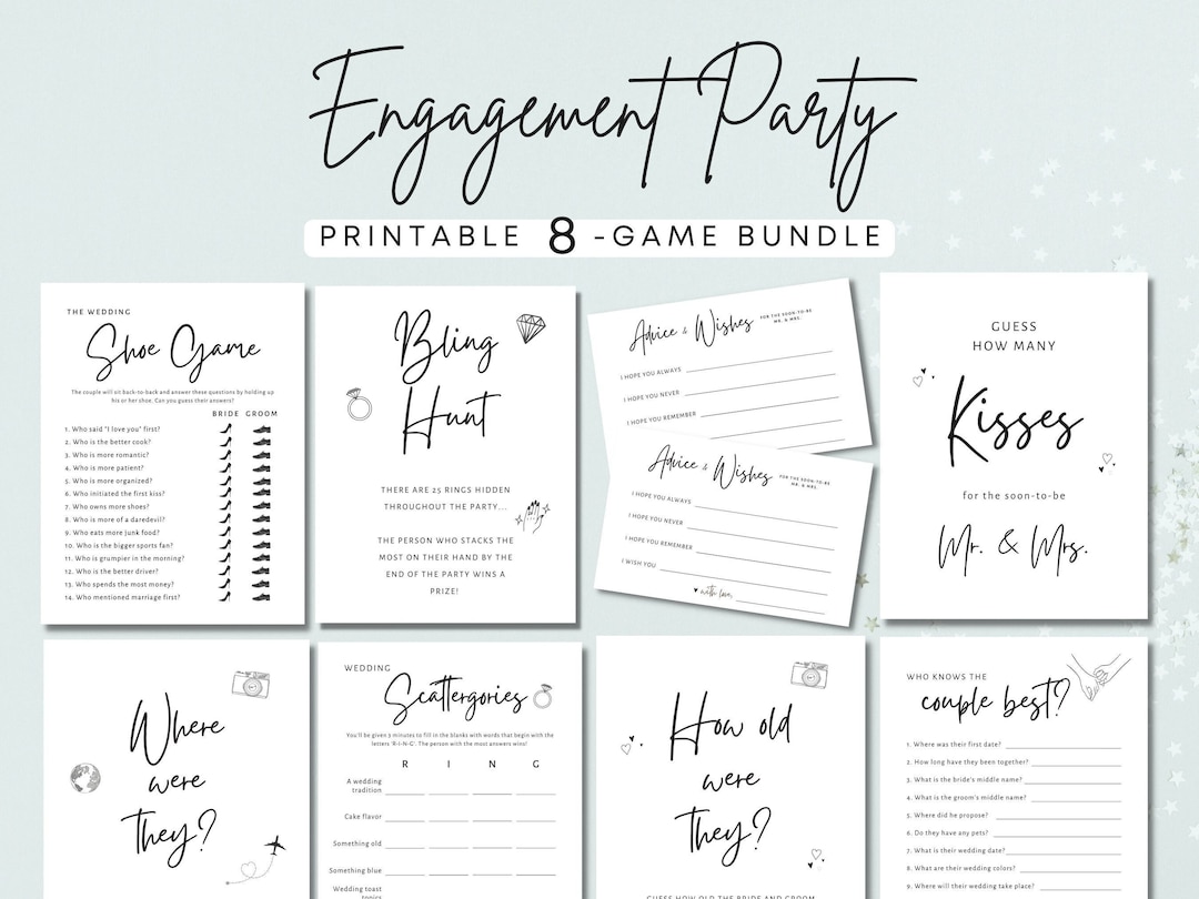 Engagement Party Printable Games Bundle Decorations Ideas Theyre ...