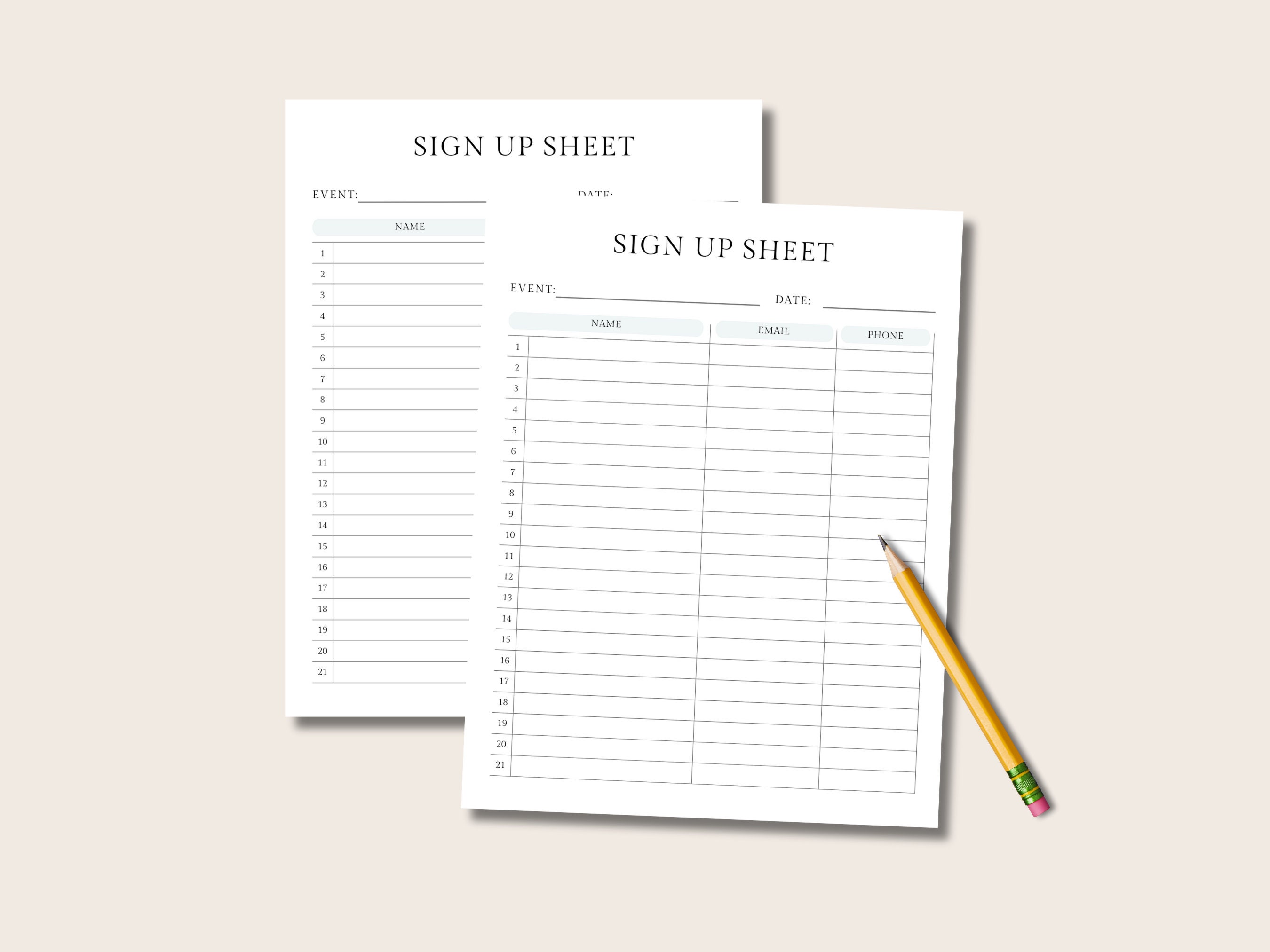 Printable Sign up Sheet: Minimalist Design (PDF Download) - Etsy