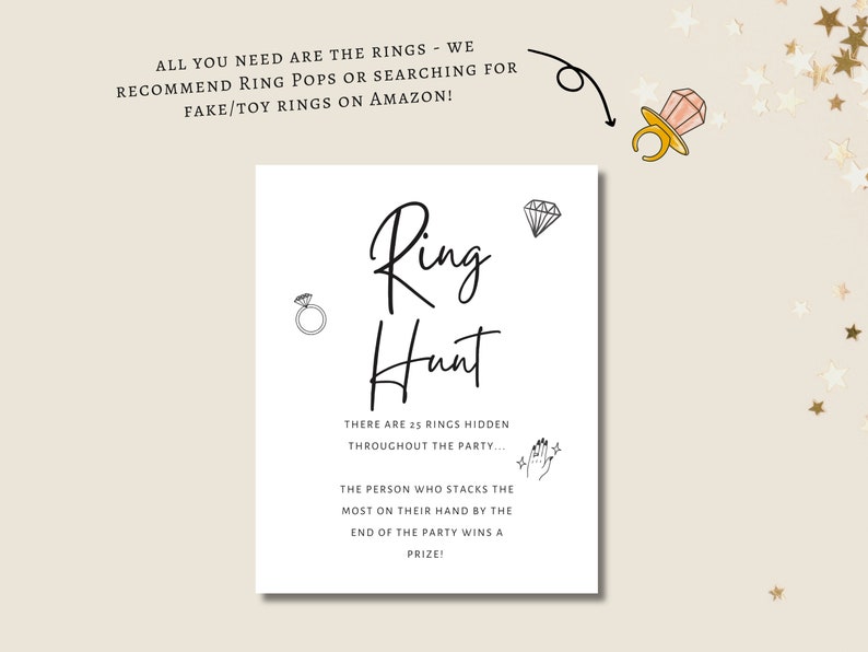 Ring Hunt Engagement Party Game,printable Ring Hunt,they're Engaged ...