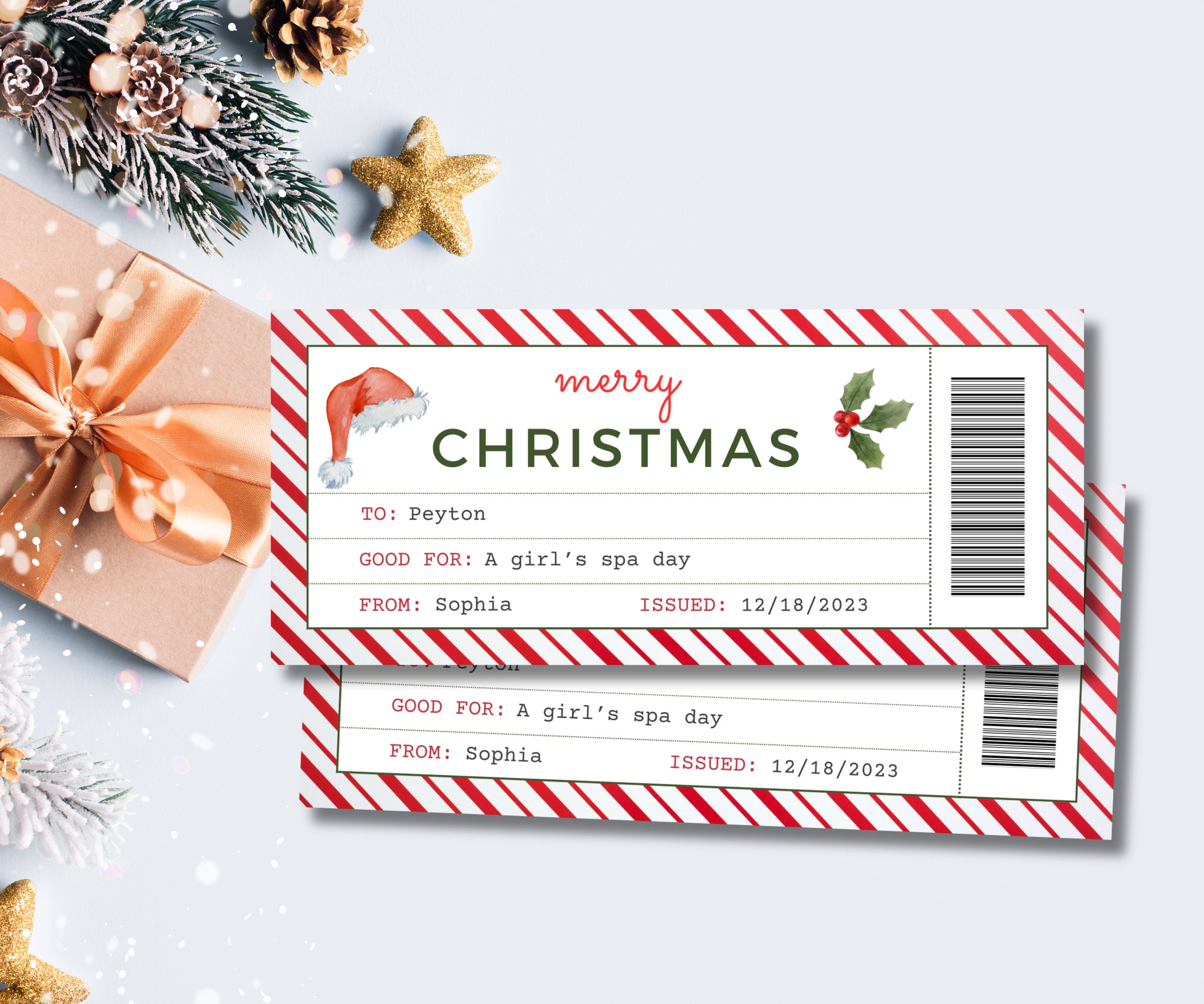 Christmas Gift Voucher | Custom Ticket Template | Santa Voucher ...