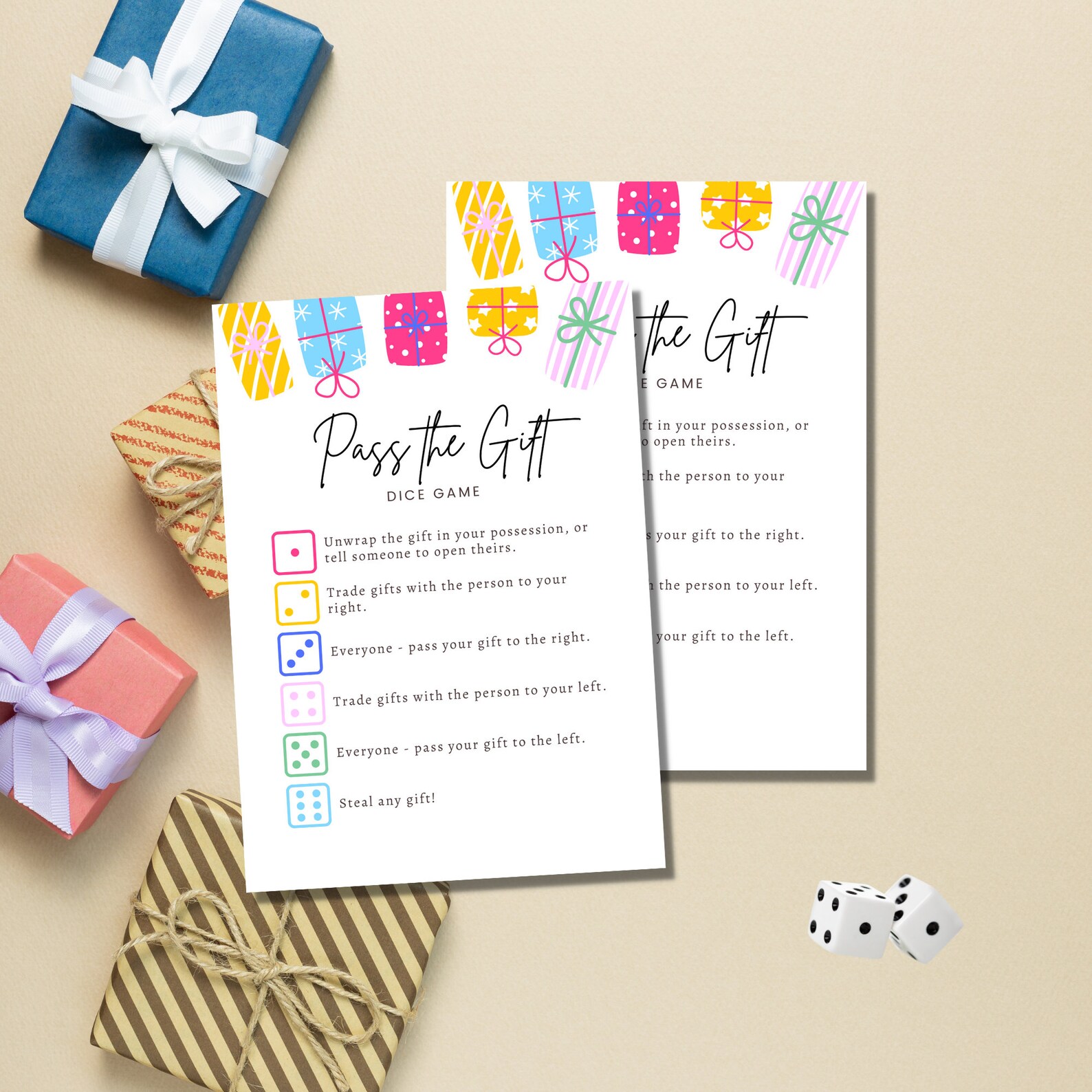 Pass the Gift Dice Game, Gift Exchange, Gift Swap, Pass the Present ...
