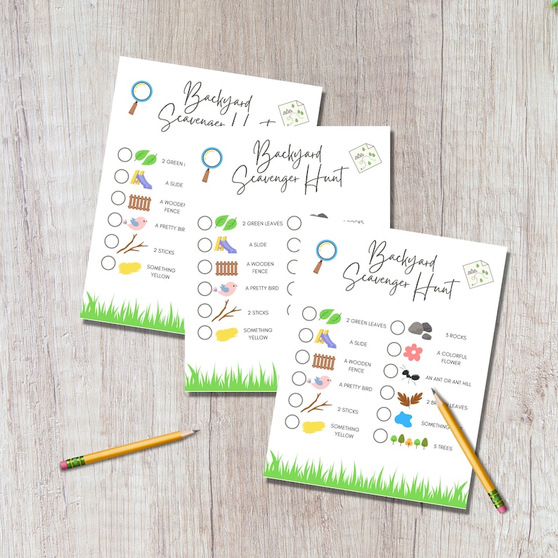 Backyard Scavenger Hunt Game Kids Summer Printable Outdoor Treasure ...
