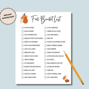 Fall Bucket List Printable | Family Fun Check List | Autumn Activities ...