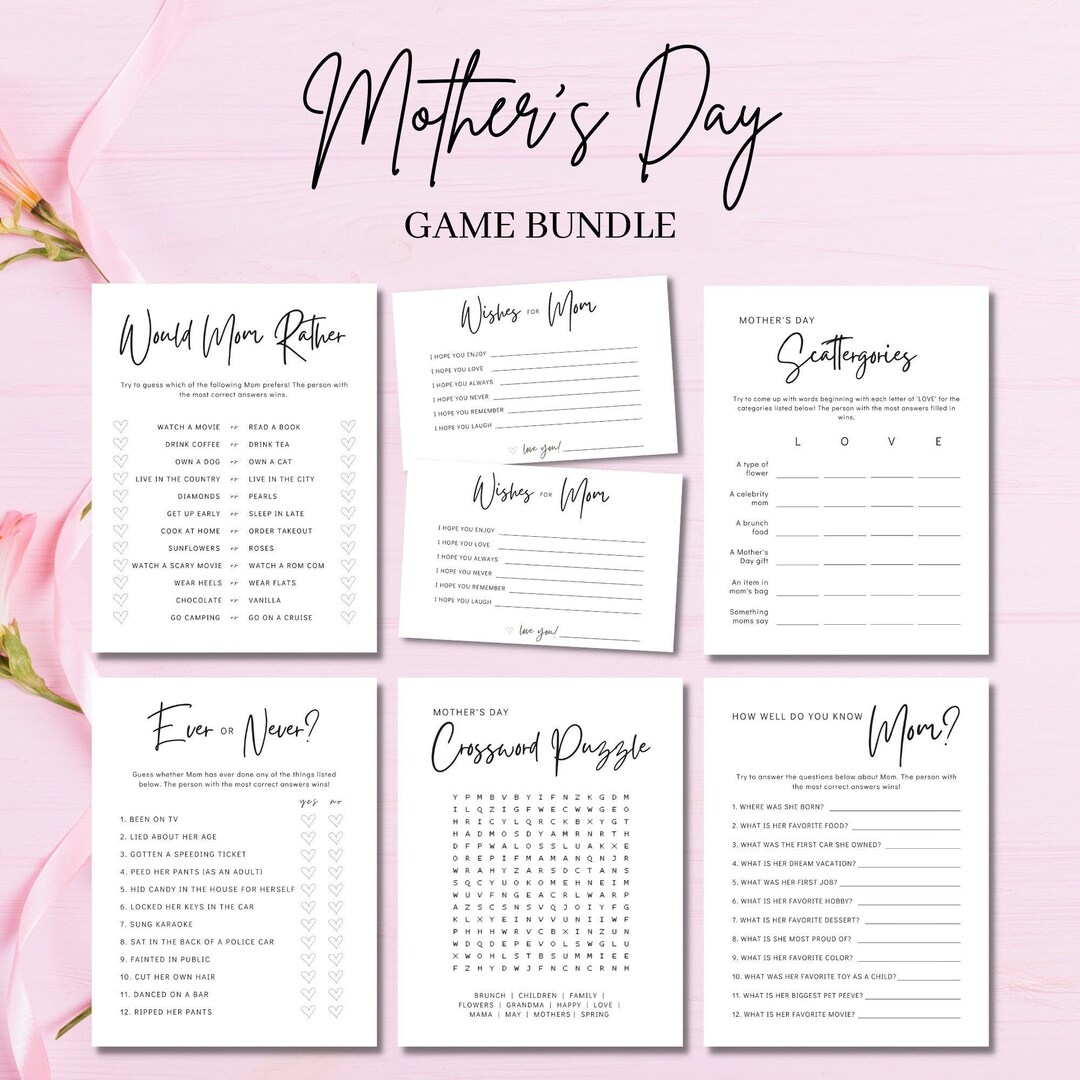 Mother’s Day Games Party Moms Printable Bundle Idea Gift Mothers Day ...