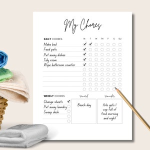 Minimalist Printable Chore Chart | Instant Download Chore Tracker ...