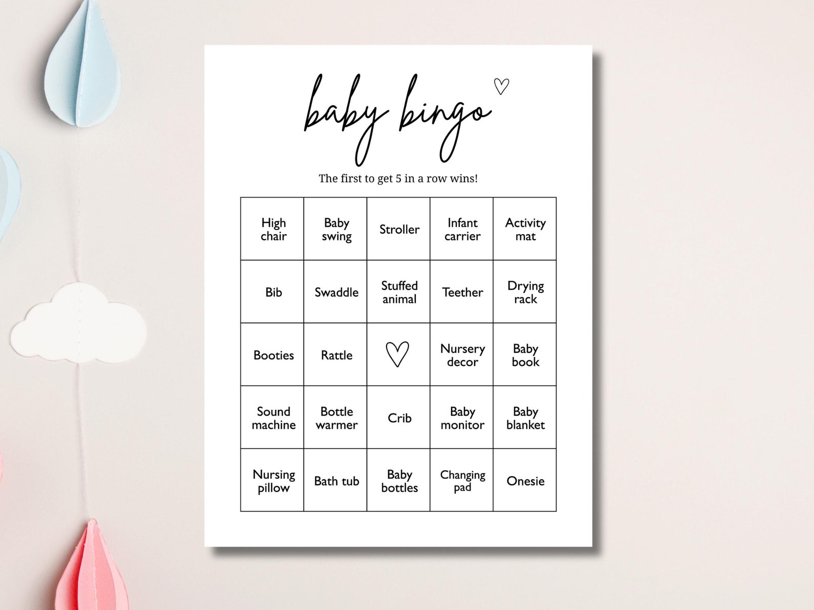 60 Prefilled Baby Shower Bingo Cards, Printable Baby Bingo Game, Unique ...