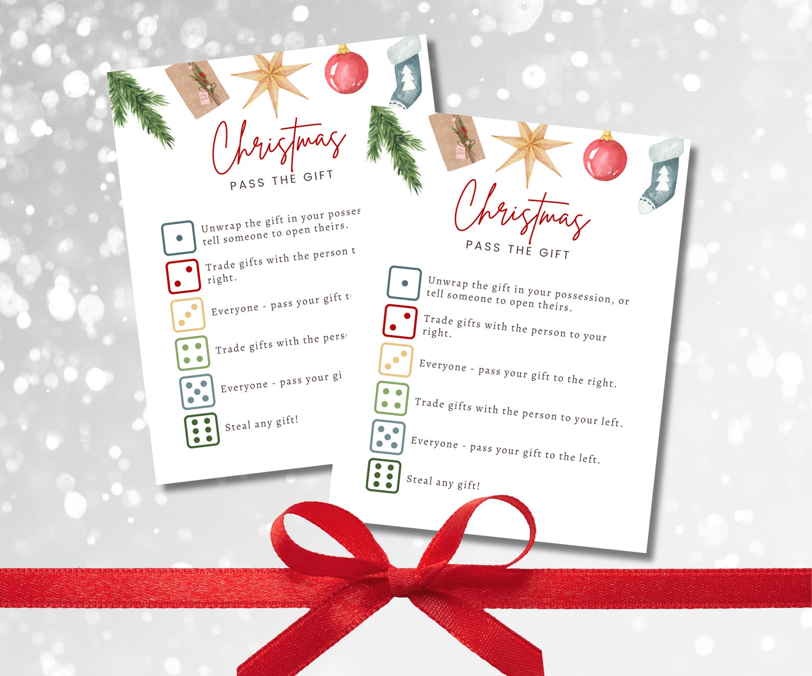 Pass the Gift Christmas Dice Game,gift Exchange,printable Games ...