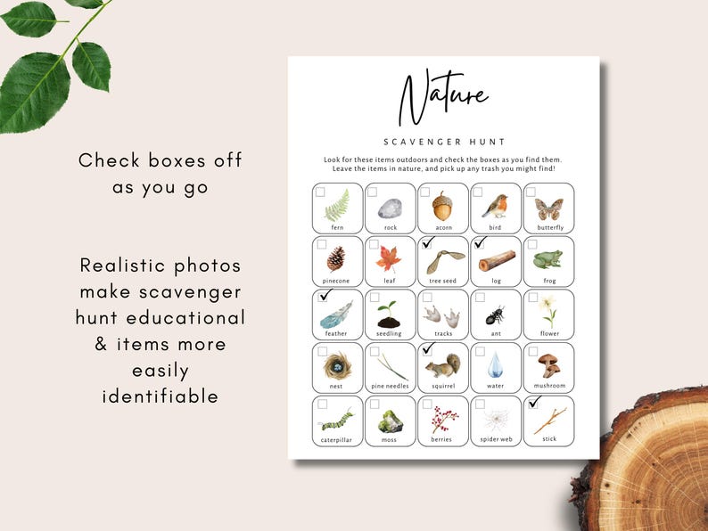 Nature Scavenger Hunt Printable Kids Outdoor Treasure Hunt Educational ...