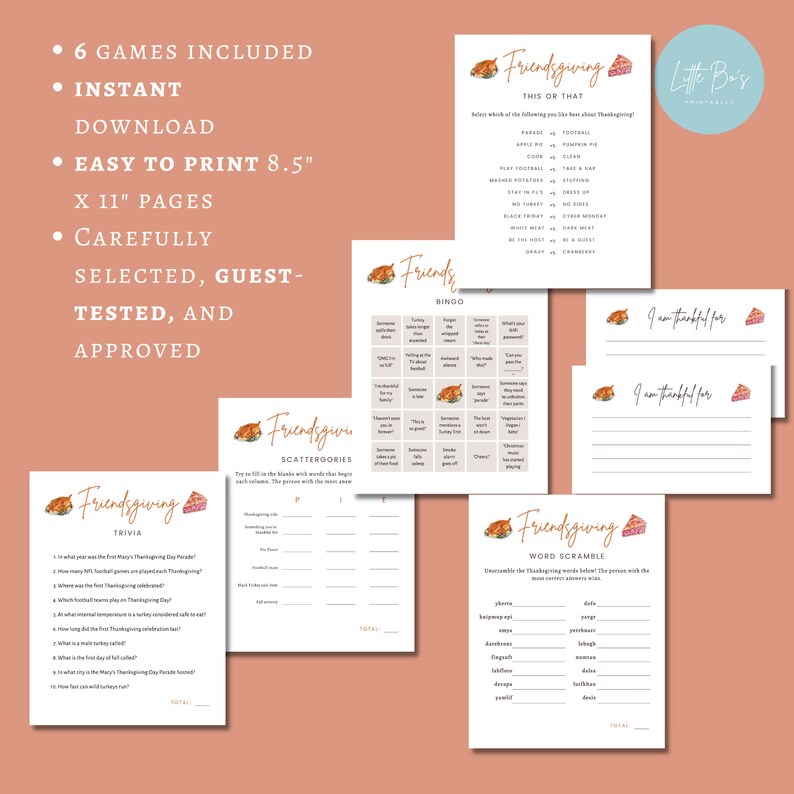 Friendsgiving Game Bundle,i Am Thankful For,thanksgiving Bingo ...