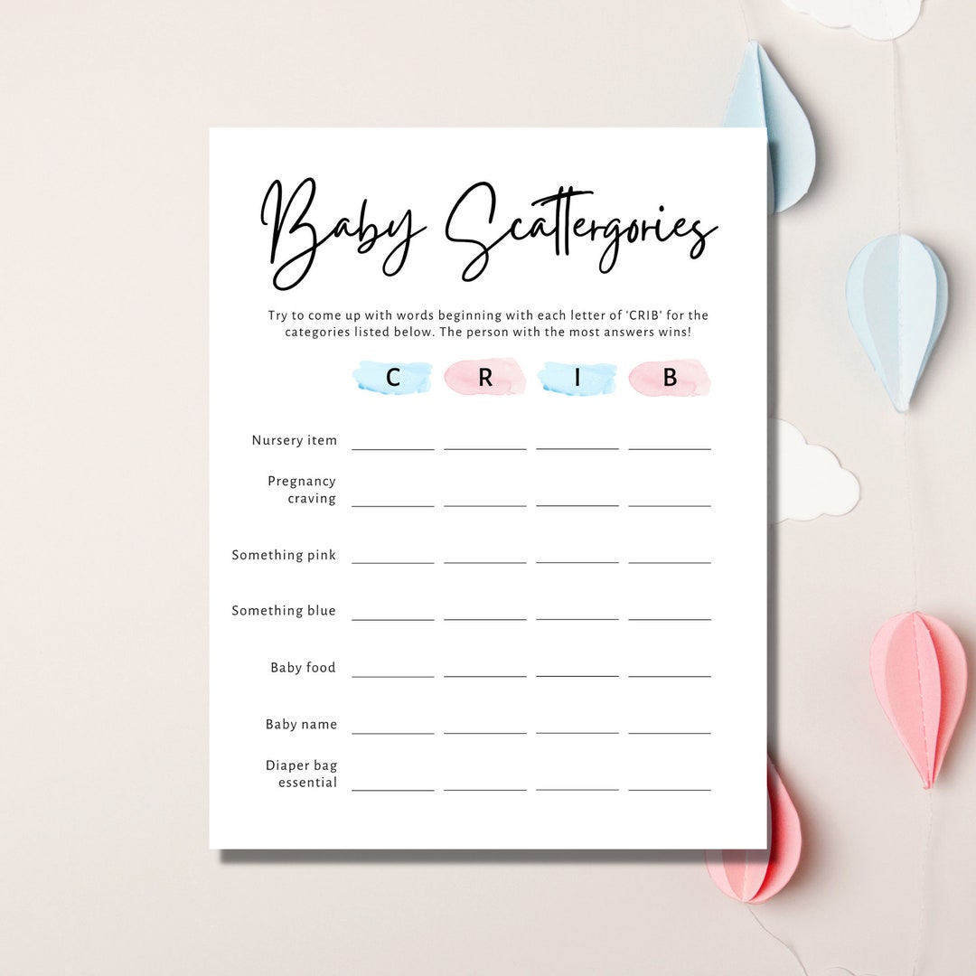 Gender Reveal Game,printable Baby Scattergories,party Games,baby Shower ...
