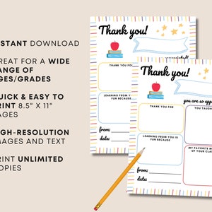 Teacher Appreciation Printable | Thank You Note | Card | Teacher ...