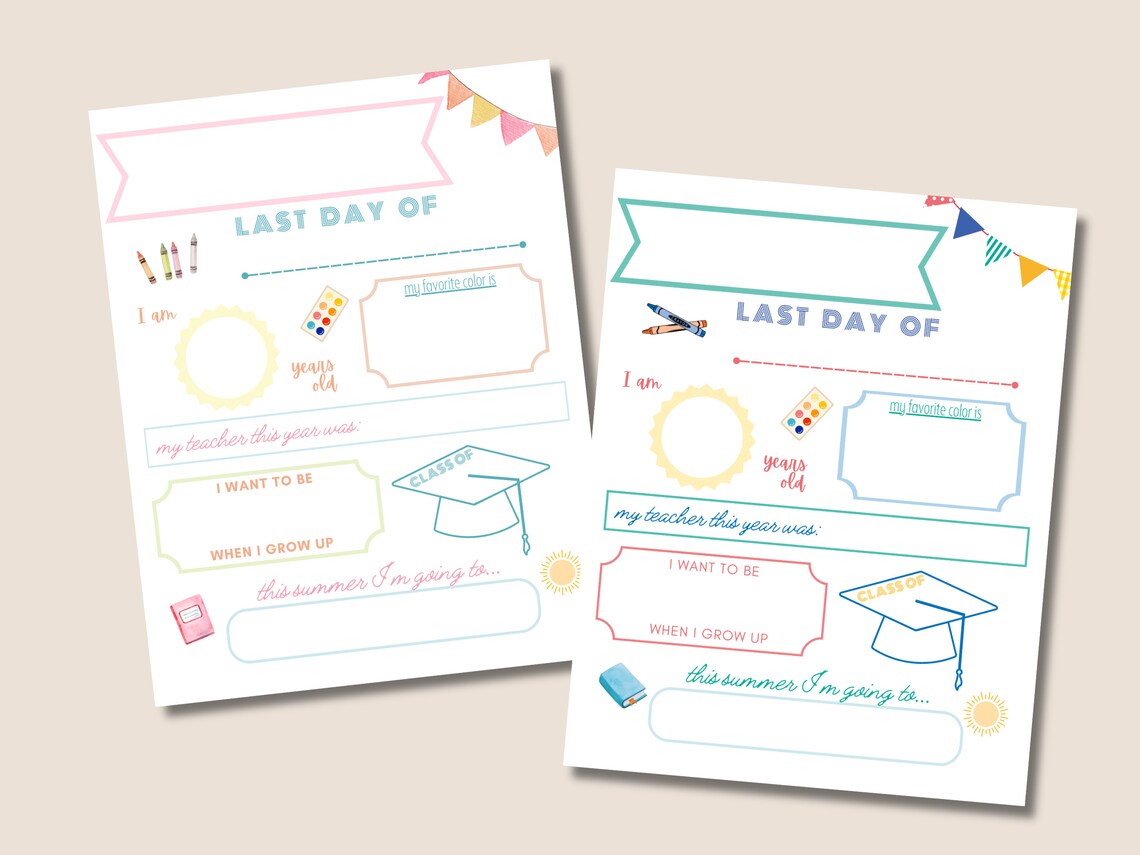 Printable Last Day of School Sign Template School Year Review - Etsy