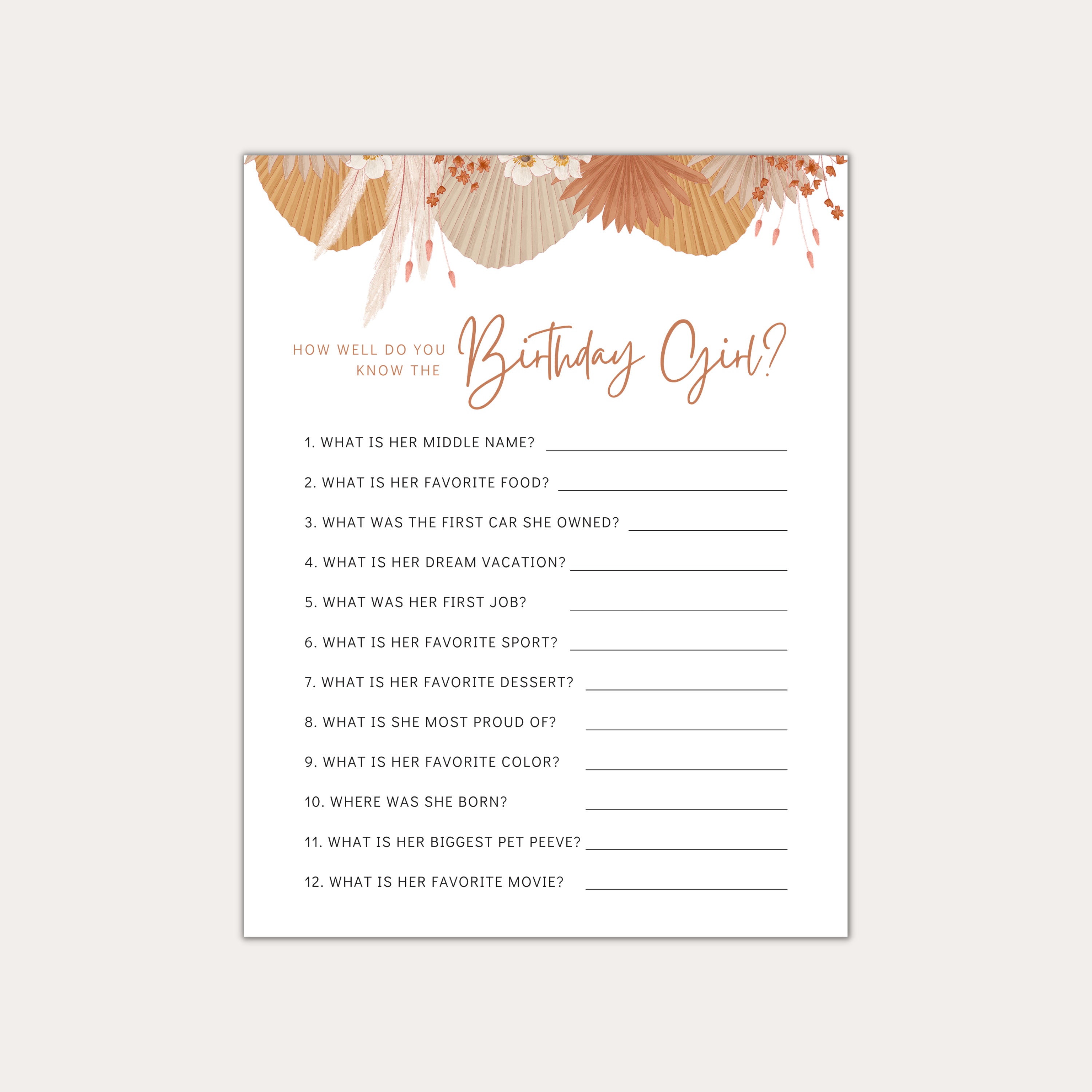 Boho Birthday Game Bundle Printable Birthday Girl Ideas Party 21st 30th ...