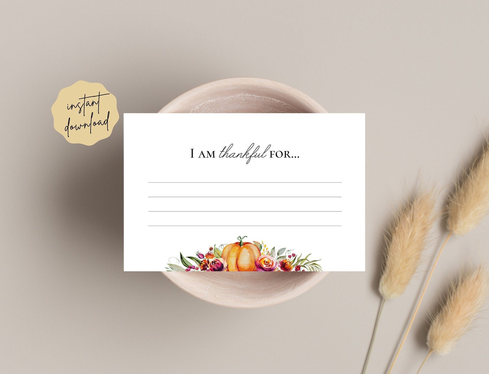 Thanksgiving Printable | I Am Thankful for | Thanksgiving Table Card ...