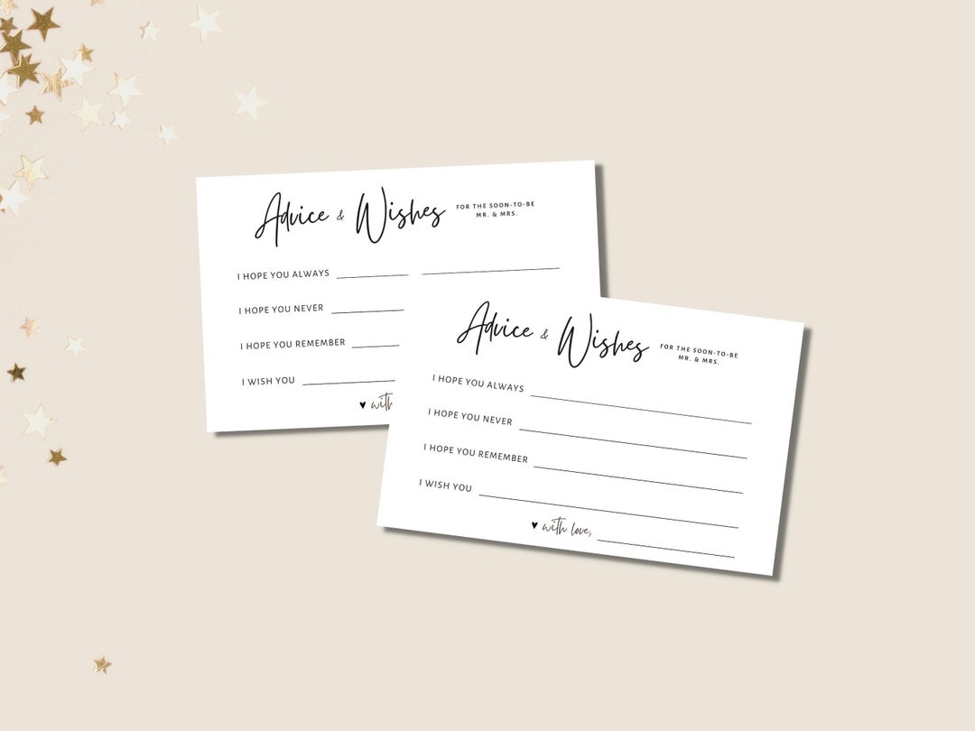 Minimalist Engagement Party Printable Game,advice and Wishes Cards ...