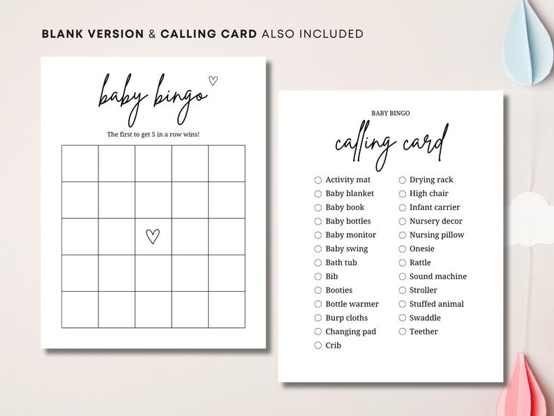 60 Prefilled Baby Shower Bingo Cards, Printable Baby Bingo Game, Unique ...