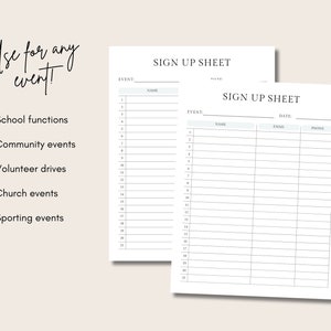 Printable Sign up Sheet: Minimalist Design (PDF Download) - Etsy UK